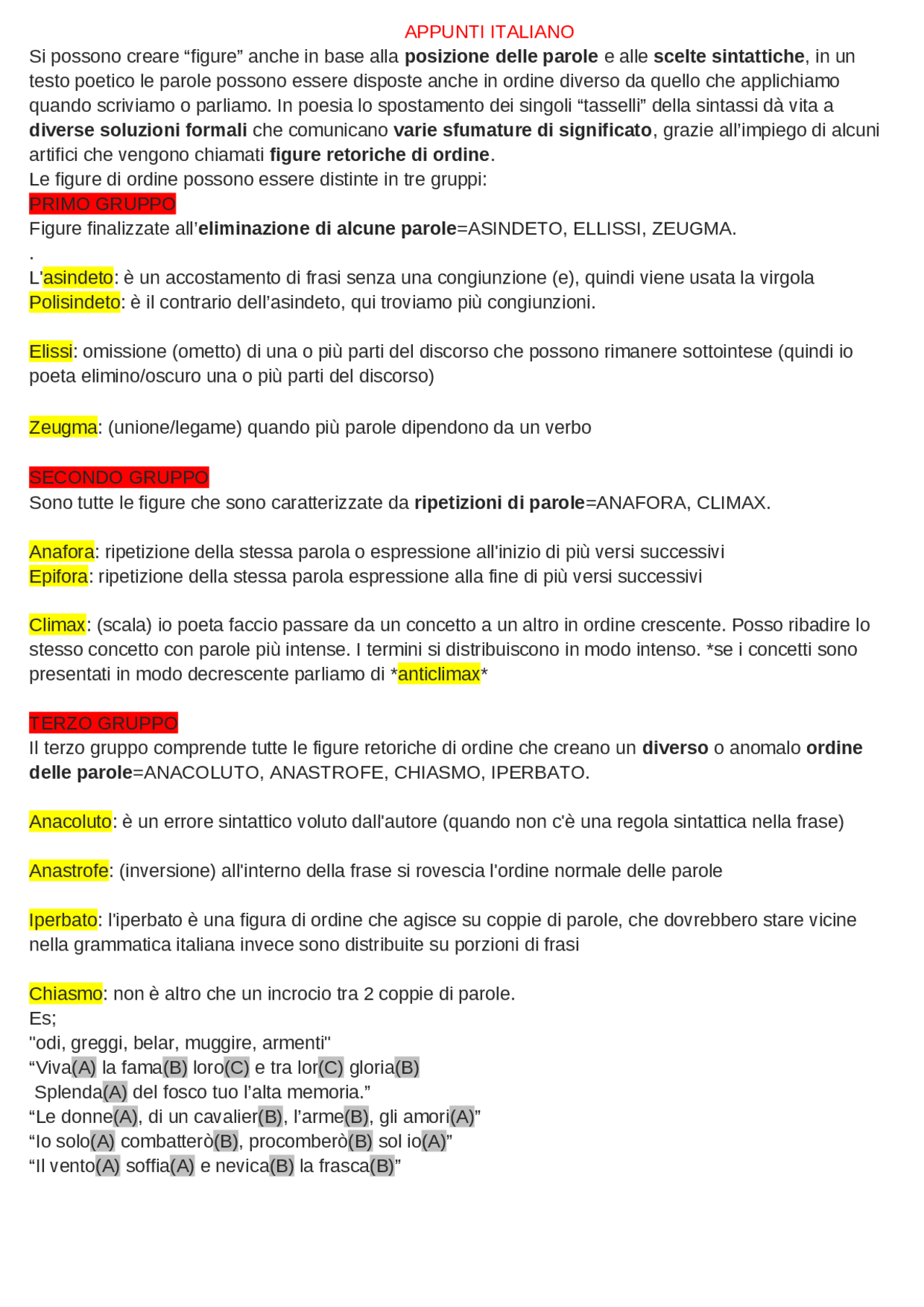 Figure di ordine e di significato - Docsity