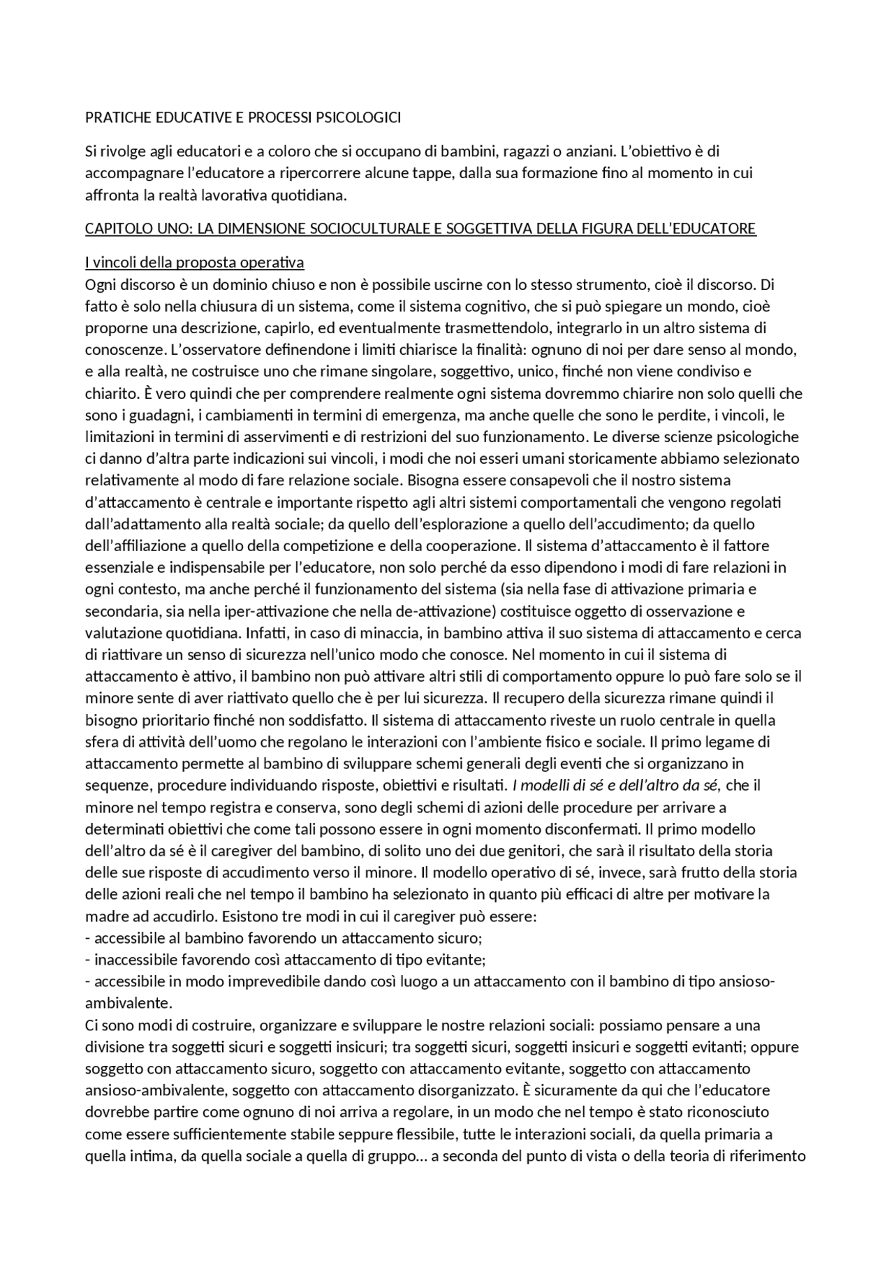 Pratiche Educative E Processi Psicologici Docsity