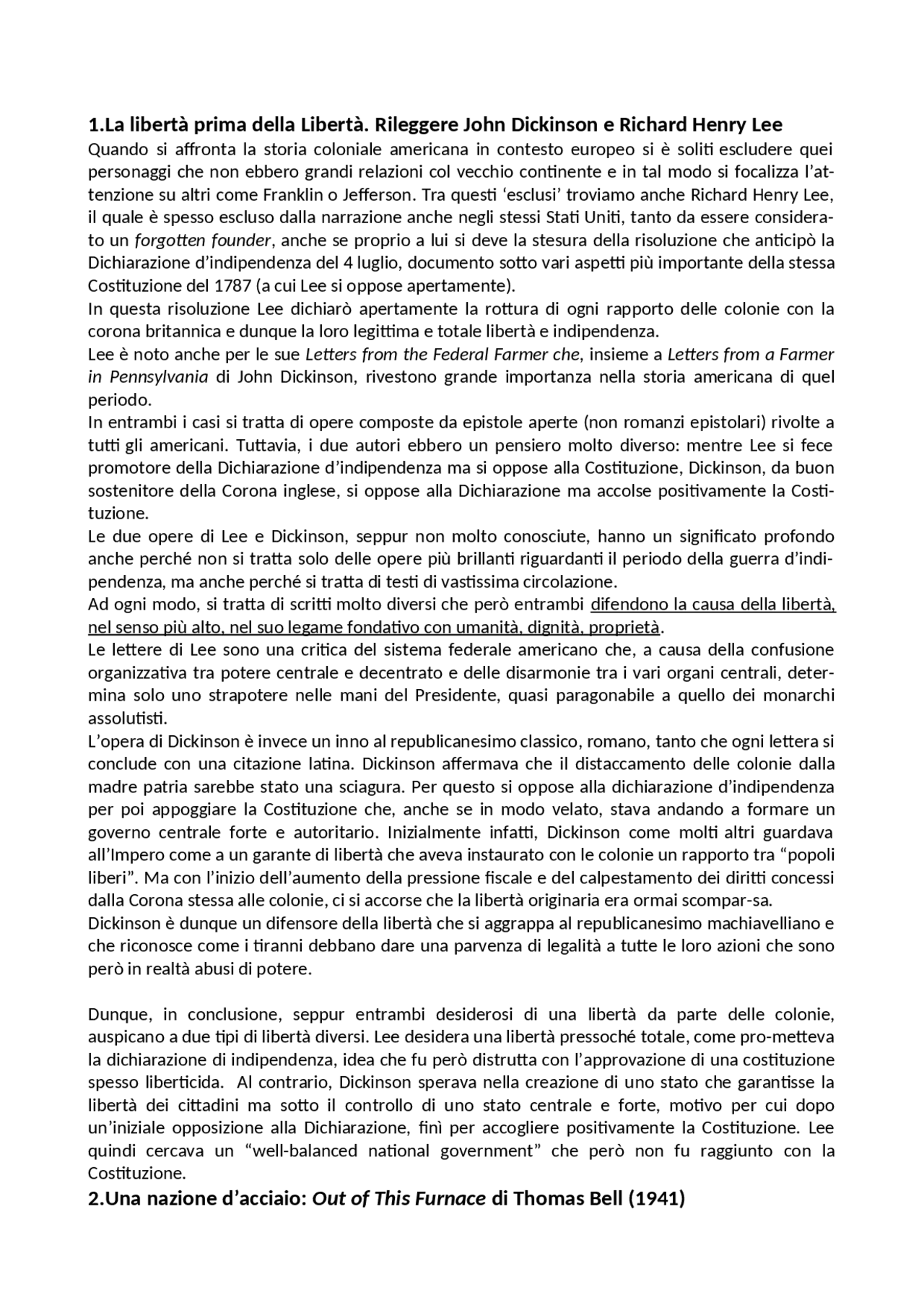 Scritti Sullamerica Riassunto Del Libro Docsity