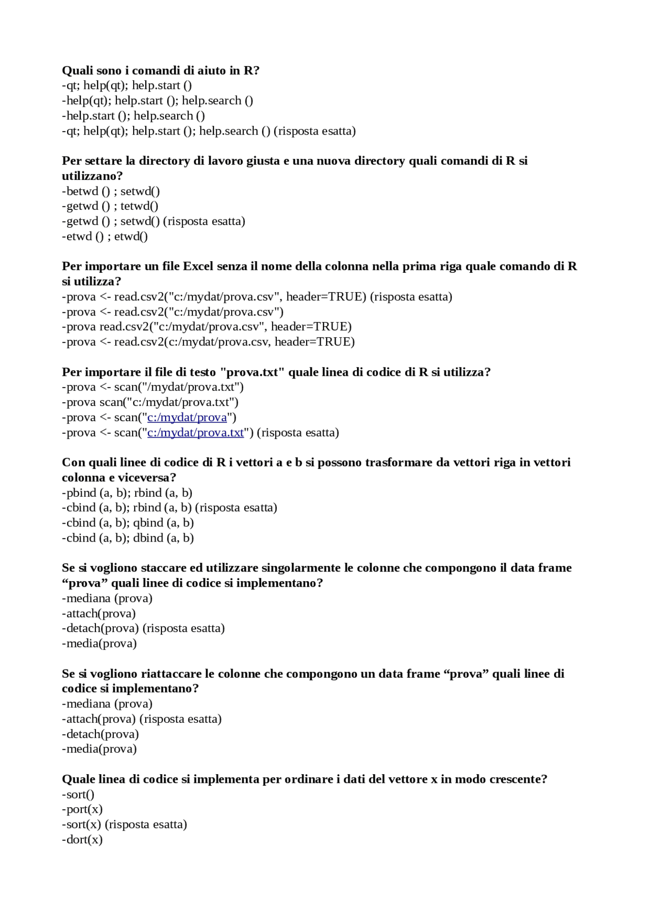 Paniere Statistica Aperte E Chiuse Docsity