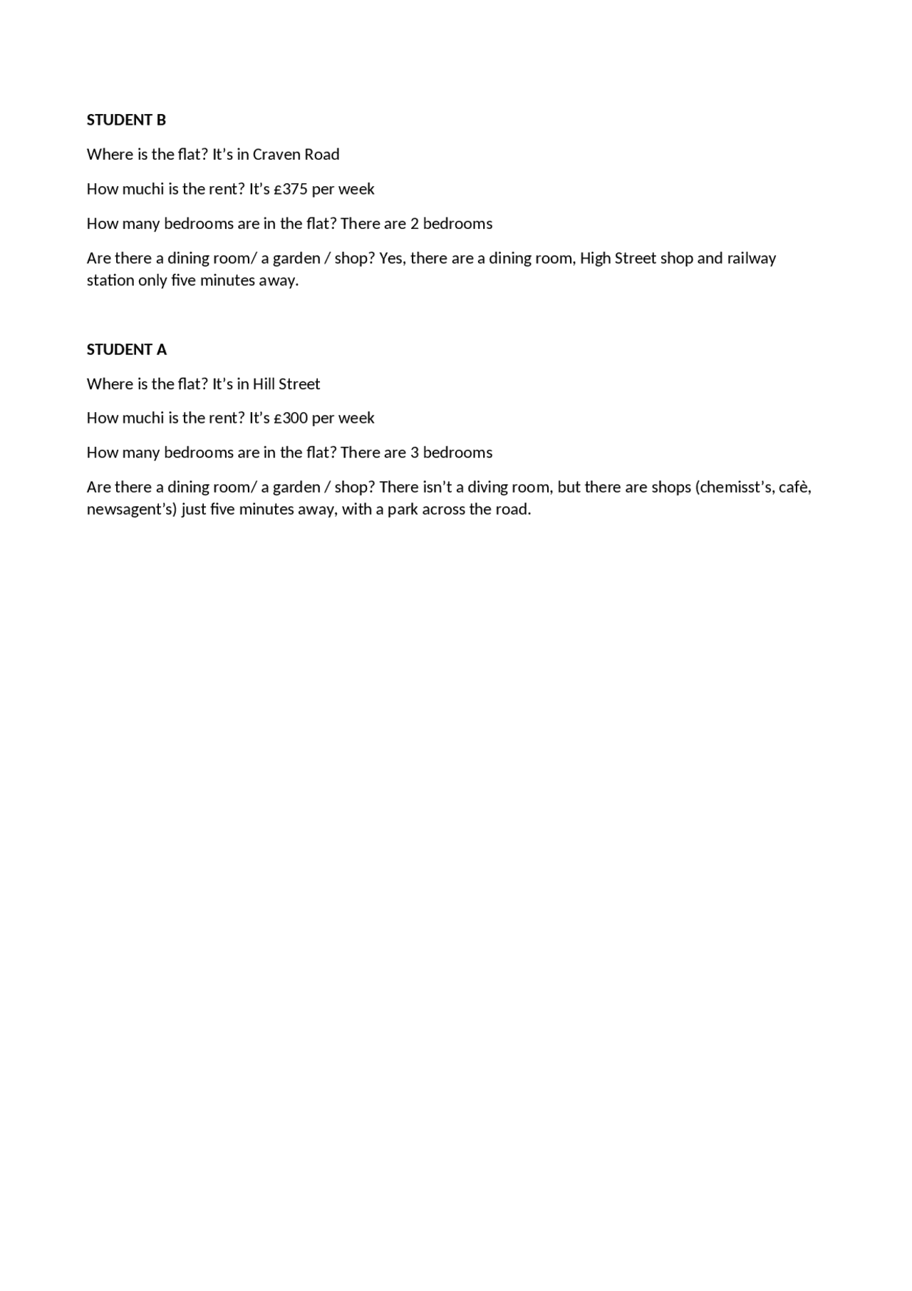 Esercizi Di Inglese Docsity