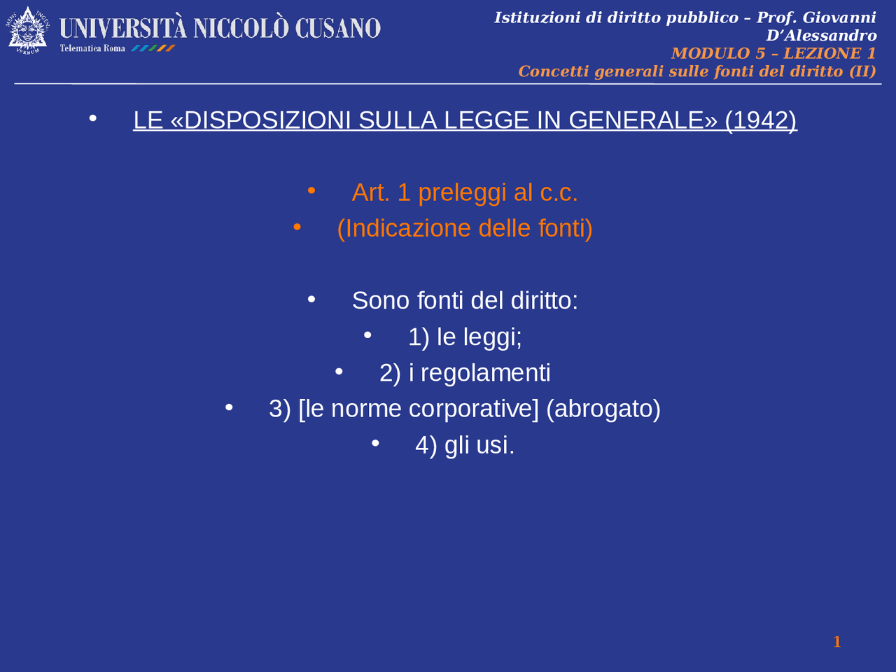 Slide Mod 5 Lez12 Diritto Pubblico Unicusano Giurisprudenza Col Prof