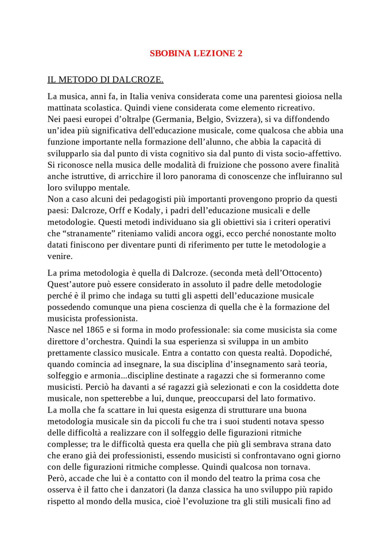 Metodologia Musicale Parte 2 Docsity