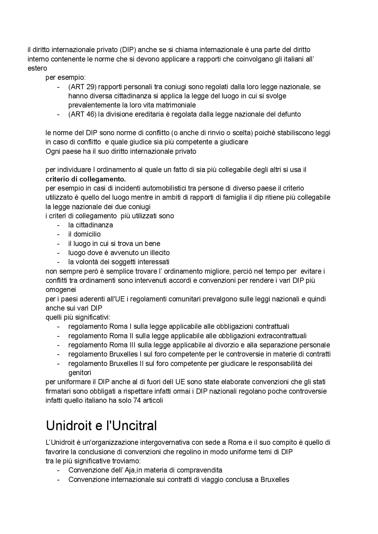 Dip diritto internazionale privato - Docsity