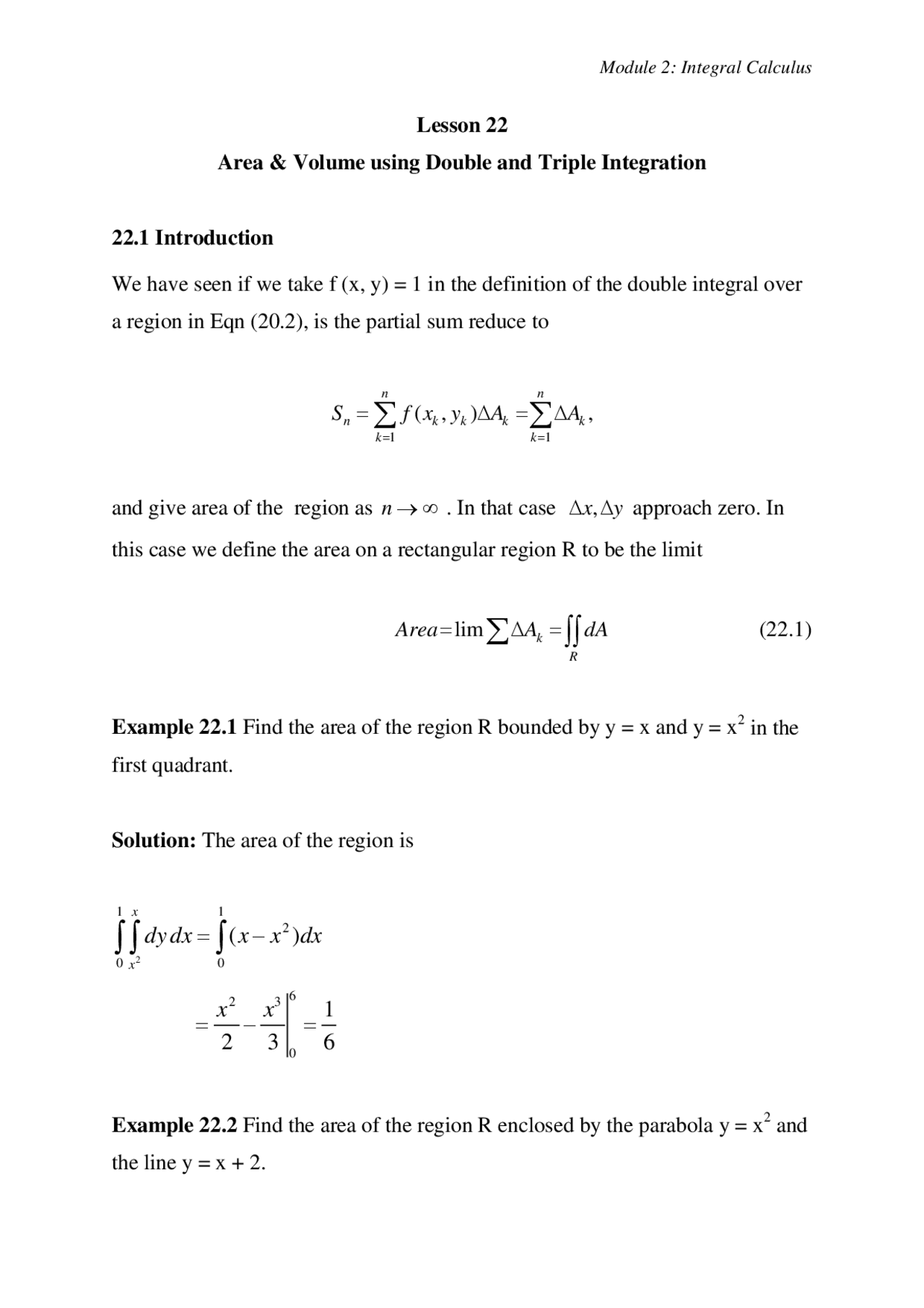 Integral calculus from second model - Docsity