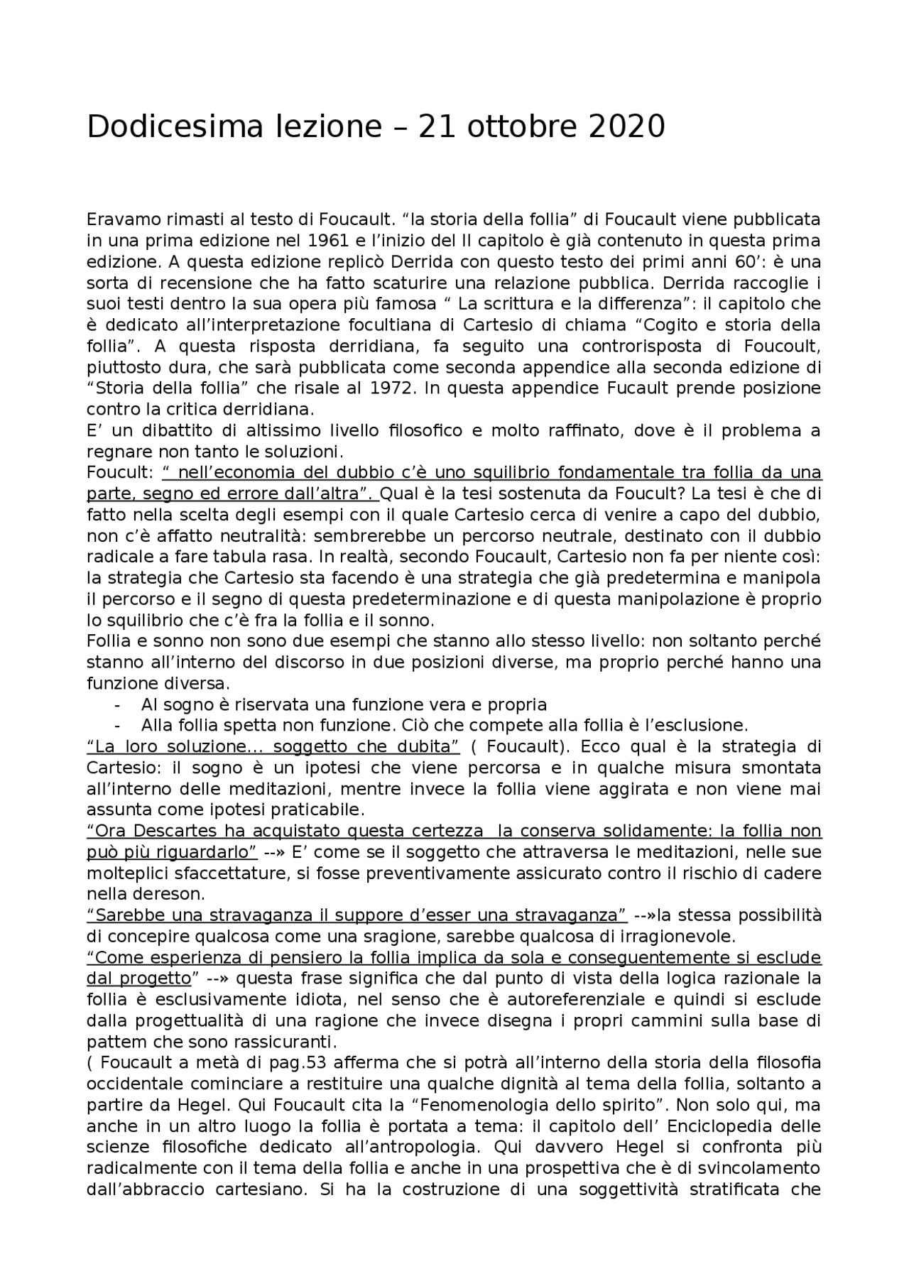 Dodicesima lezione storia della filosofia prof garelli - Docsity