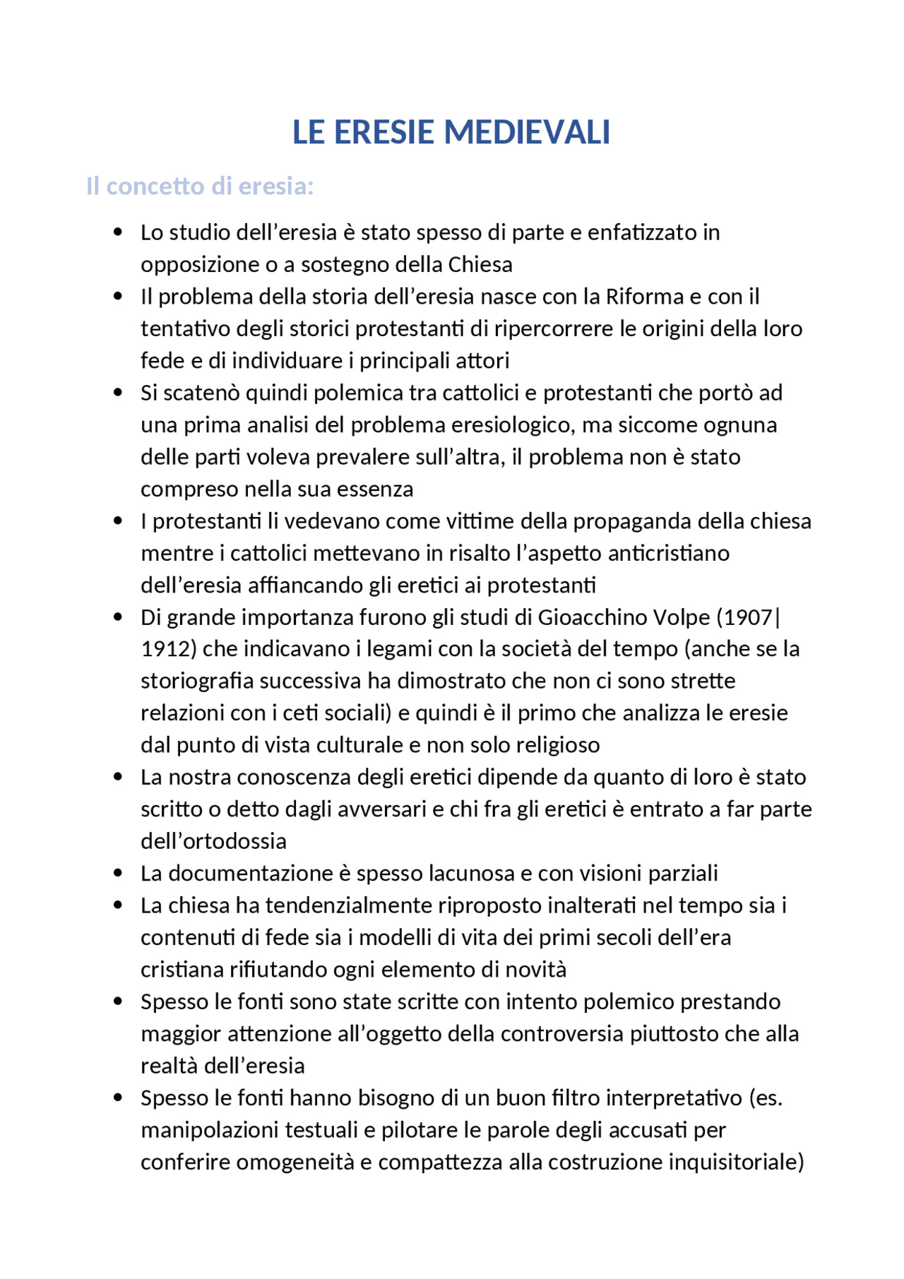 Prima parte de "Le Eresie Medievali" - Docsity