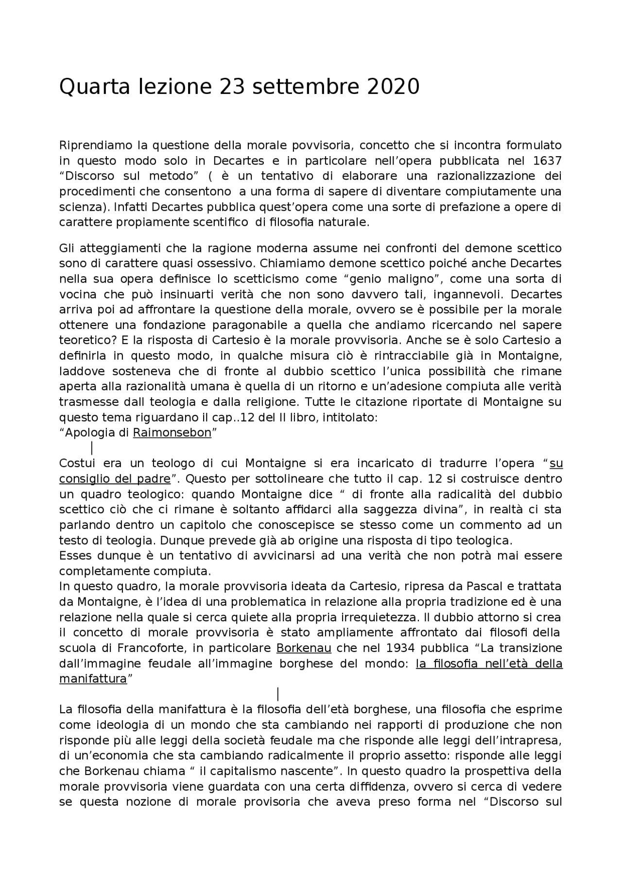 Quarta lezione storia della filosofia prof garelli - Docsity