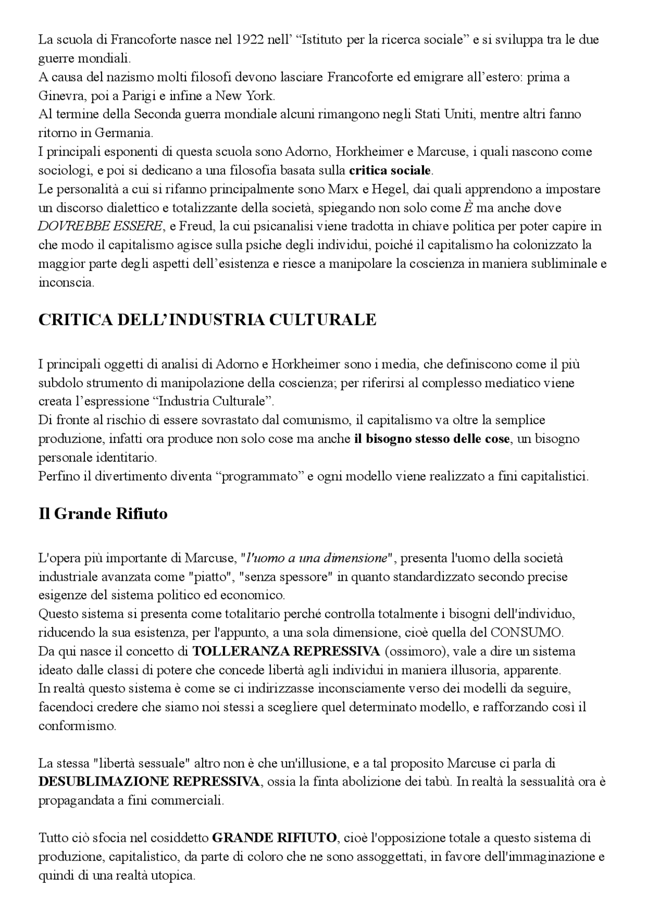 Scuola Di Francoforte Docsity