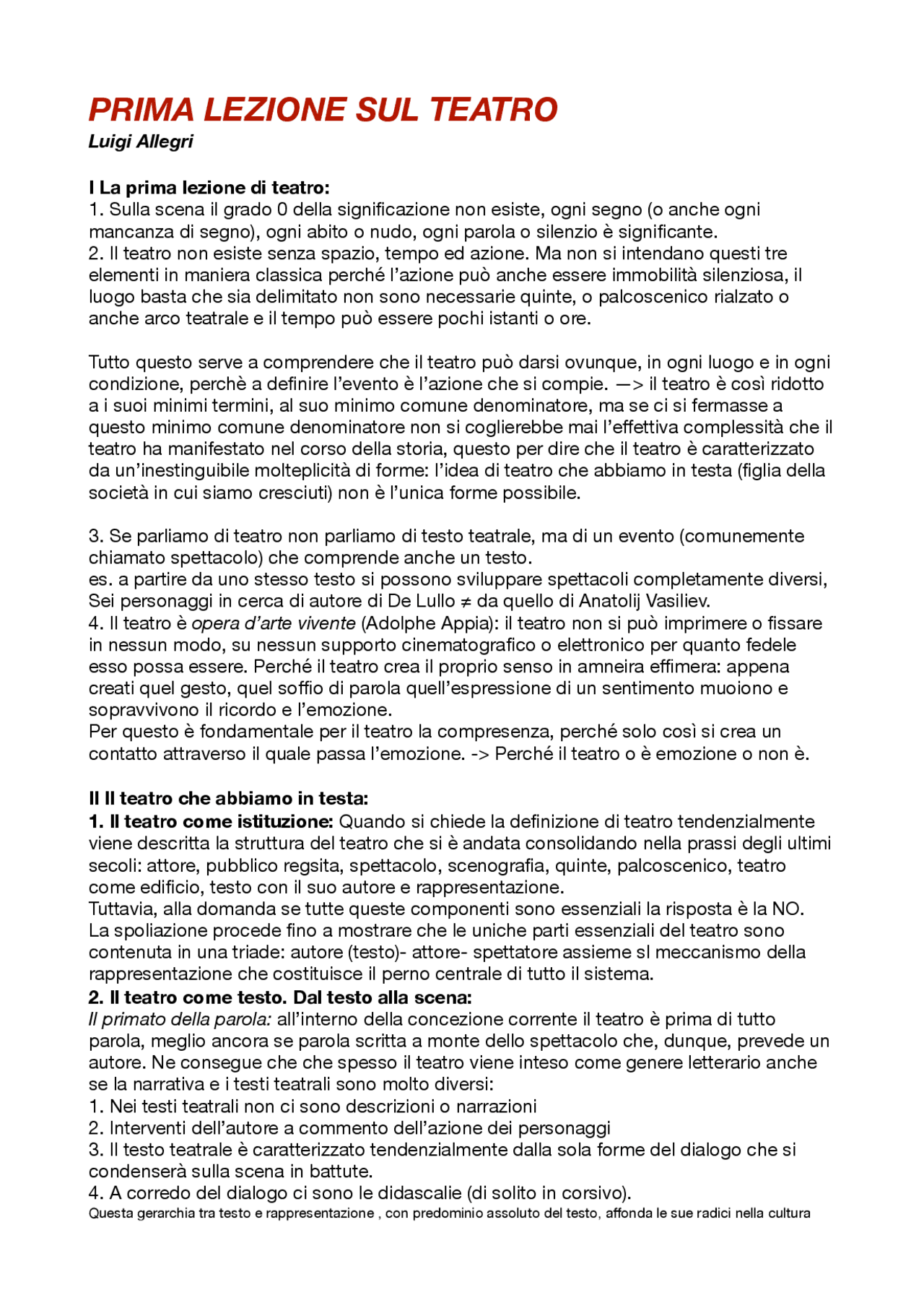 Prima Lezione Sul Teatro Allegri Docsity