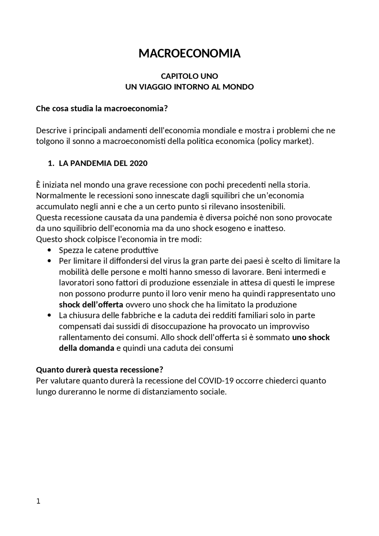 Macroeconomia Primo Modulo Docsity