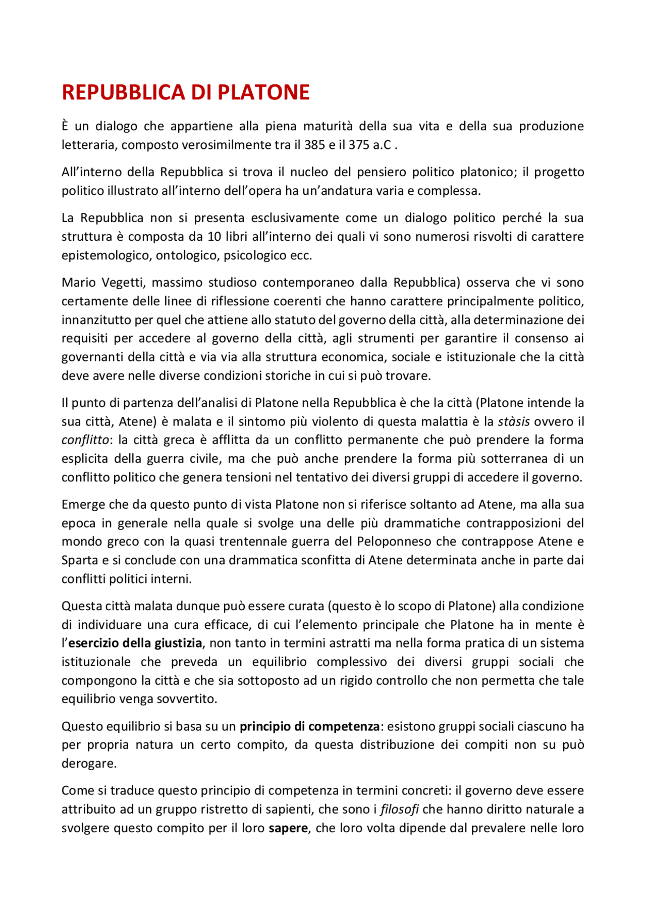 Repubblica Di Platone Appunti Docsity