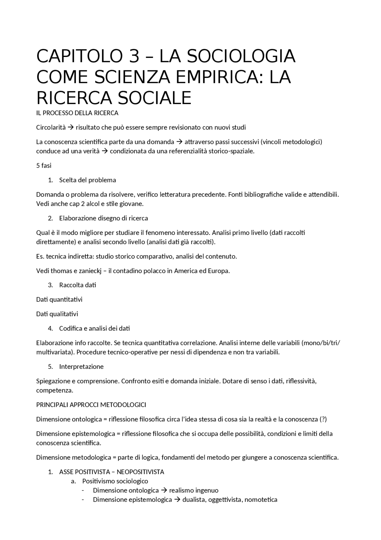 Sociologia Generale Capitolo 3 Scienze E Tecniche Psicologiche Docsity
