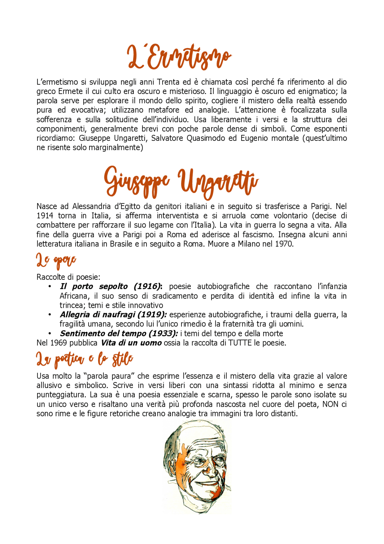 Lermetismo E Giuseppe Ungaretti Docsity