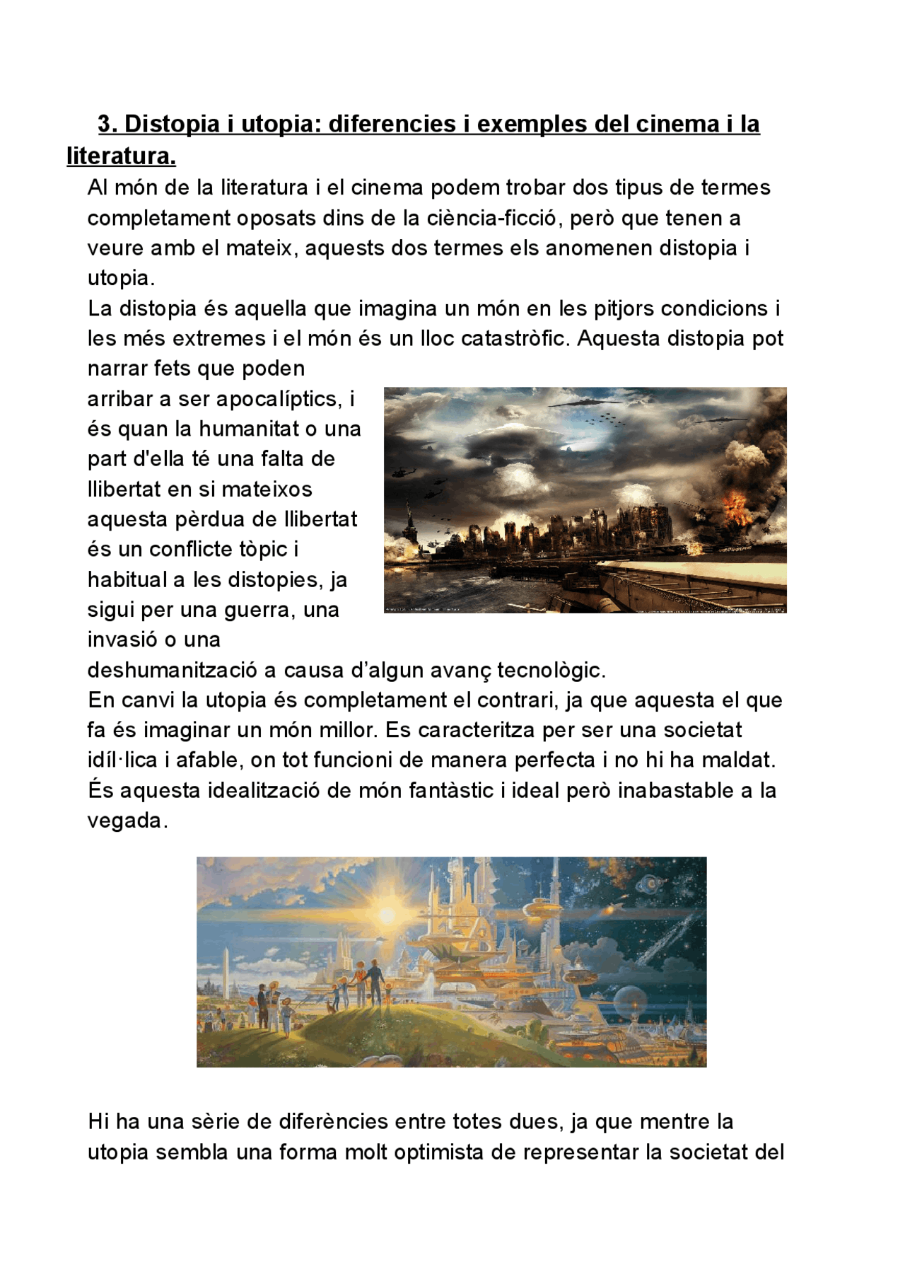 3. Distopia i utopia: diferencies i exemples del cinema i la literatura - Docsity