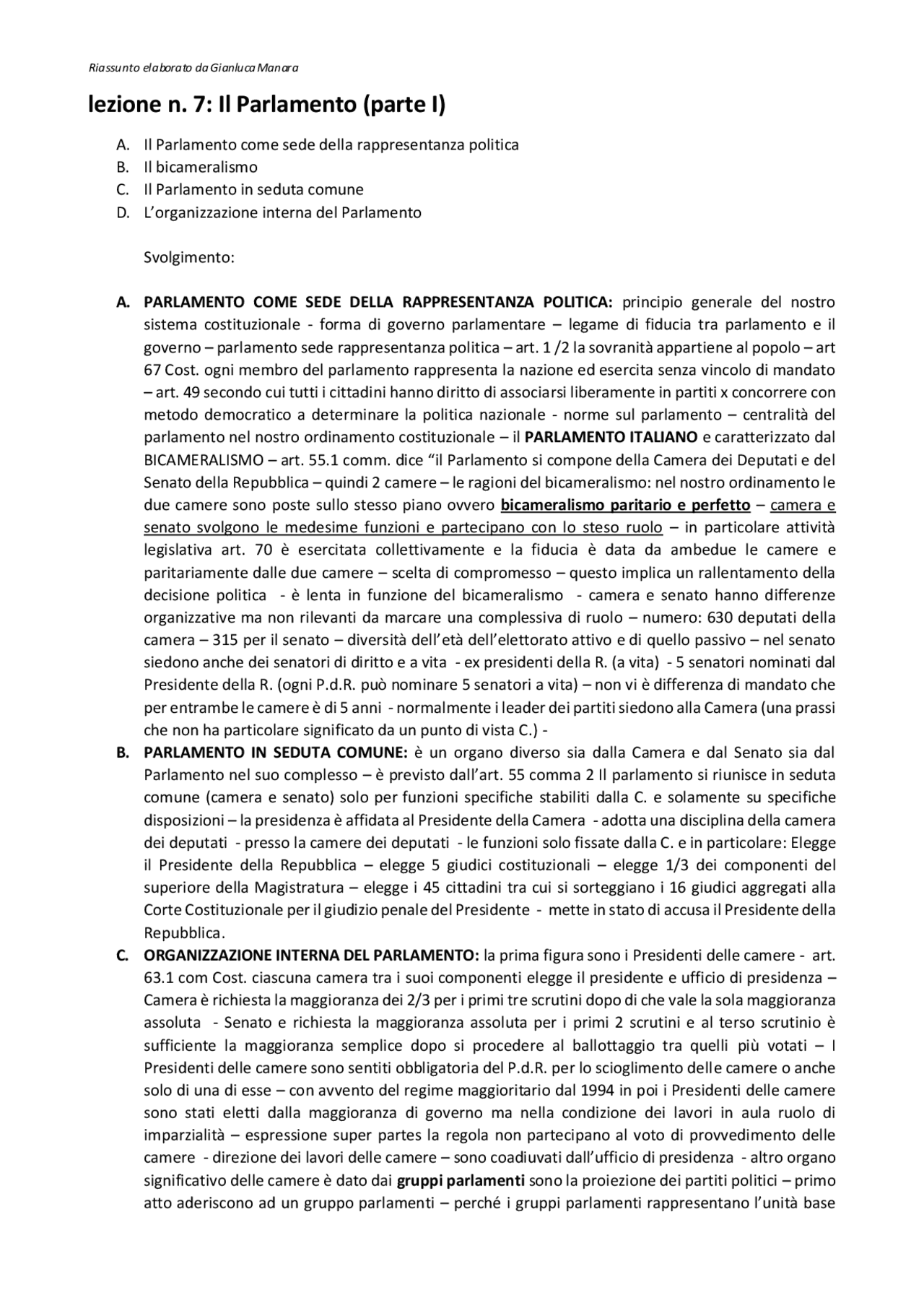 Il Parlamento Italiano Docsity