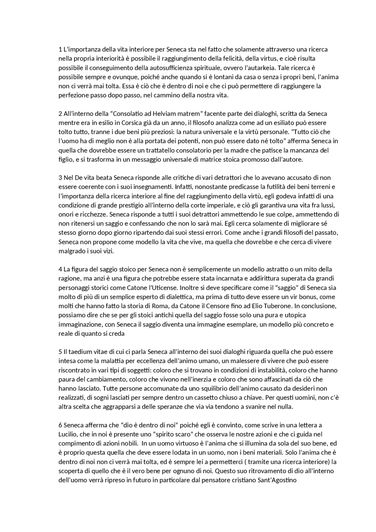 Seneca e il suo pensiero - Docsity