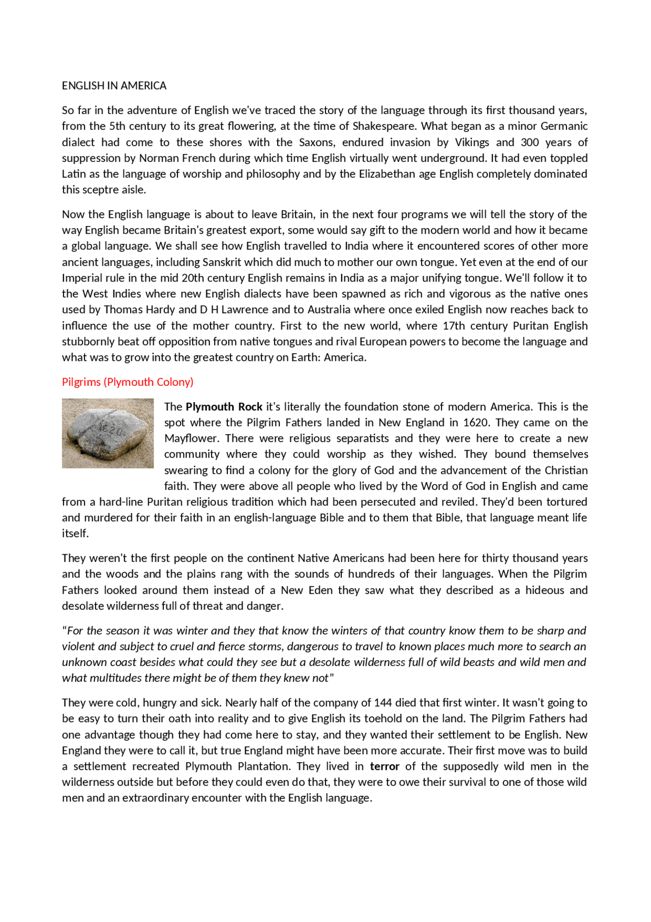 5. History of english language_English in America - Docsity