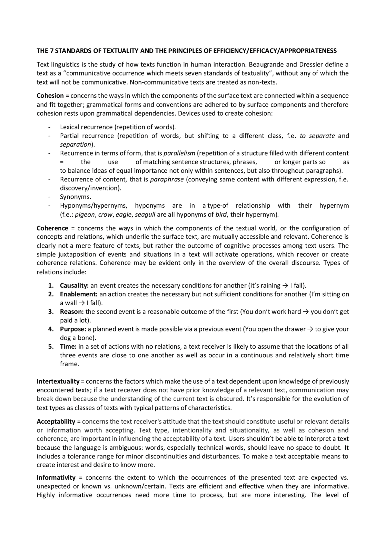 THE SEVEN STANDARDS OF TEXTUALITY AND THE PRINCIPLES OF EFFICIENCY, EFFICACY AND APPROPRIATENESS ...