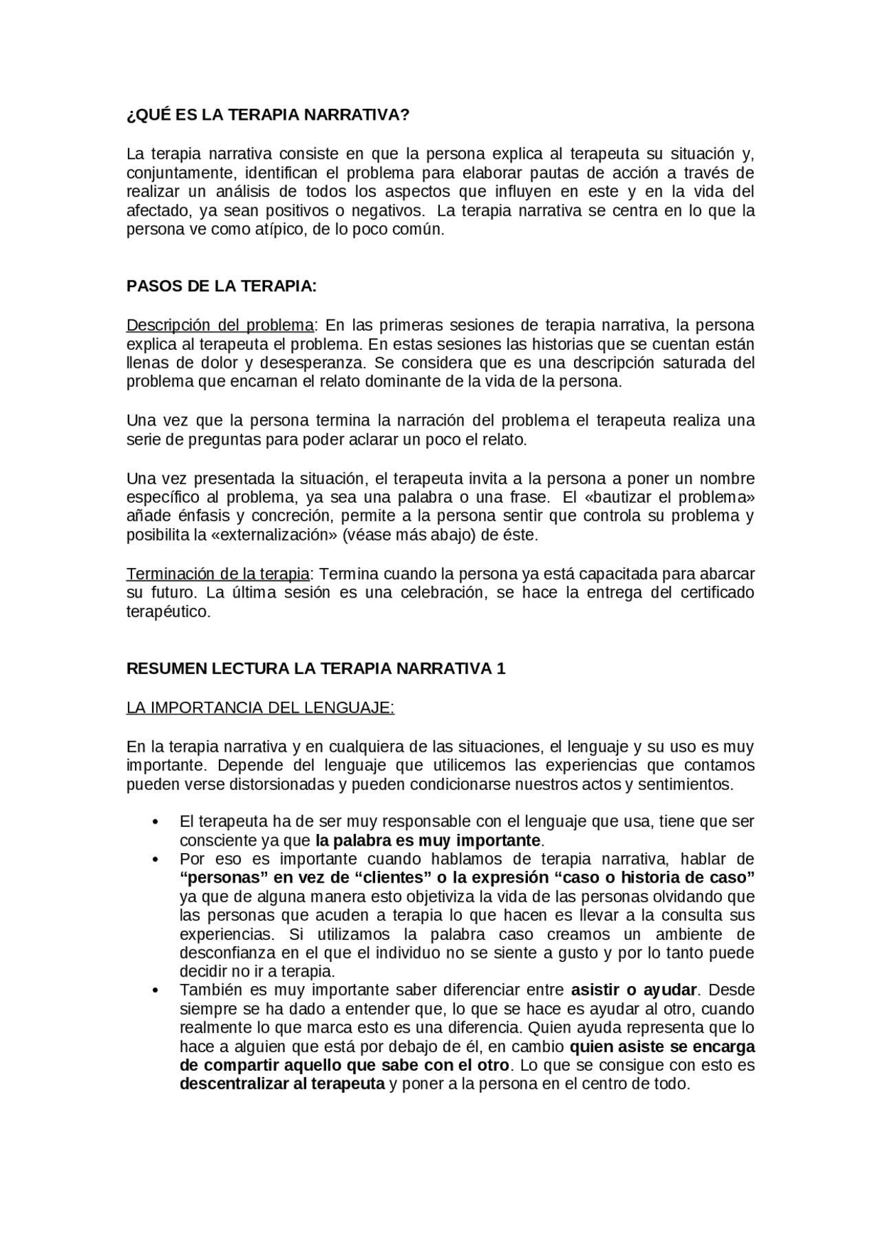 Apuntes Terapia Narrativa Habilitats Socials I Comunicatives Docsity