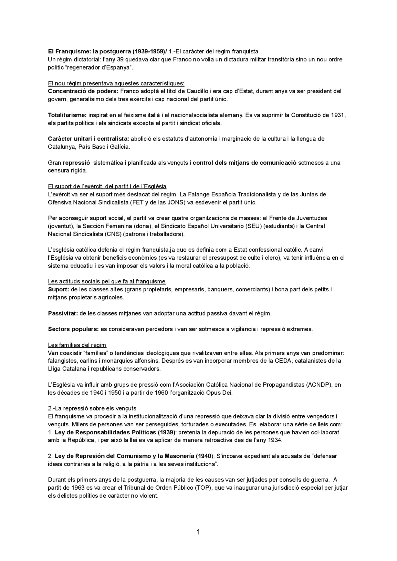 El Franquisme Selectivitat Pau Docsity