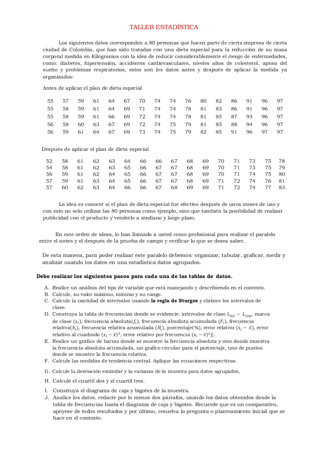 Actividade Estadisticas Docsity