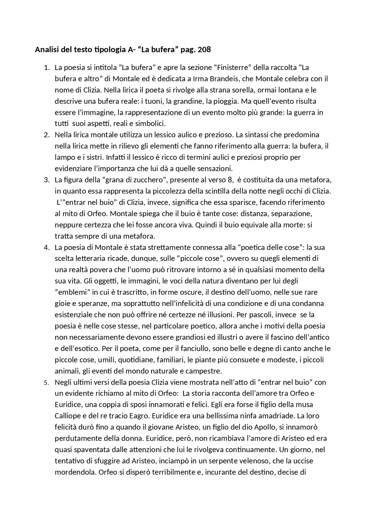 Analisi Del Testo La Bufera Docsity