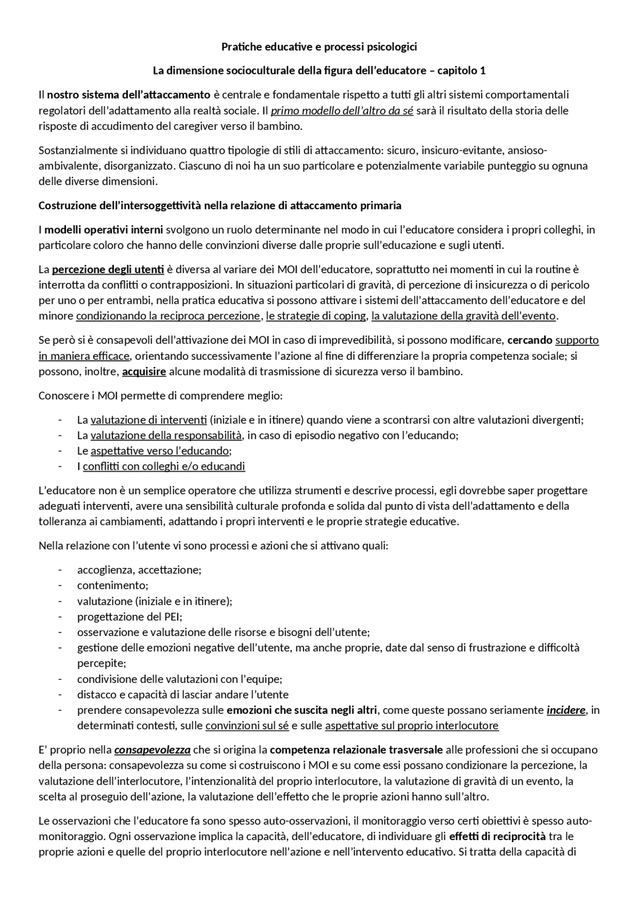 Pratiche Educative E Processi Psicologici Docsity