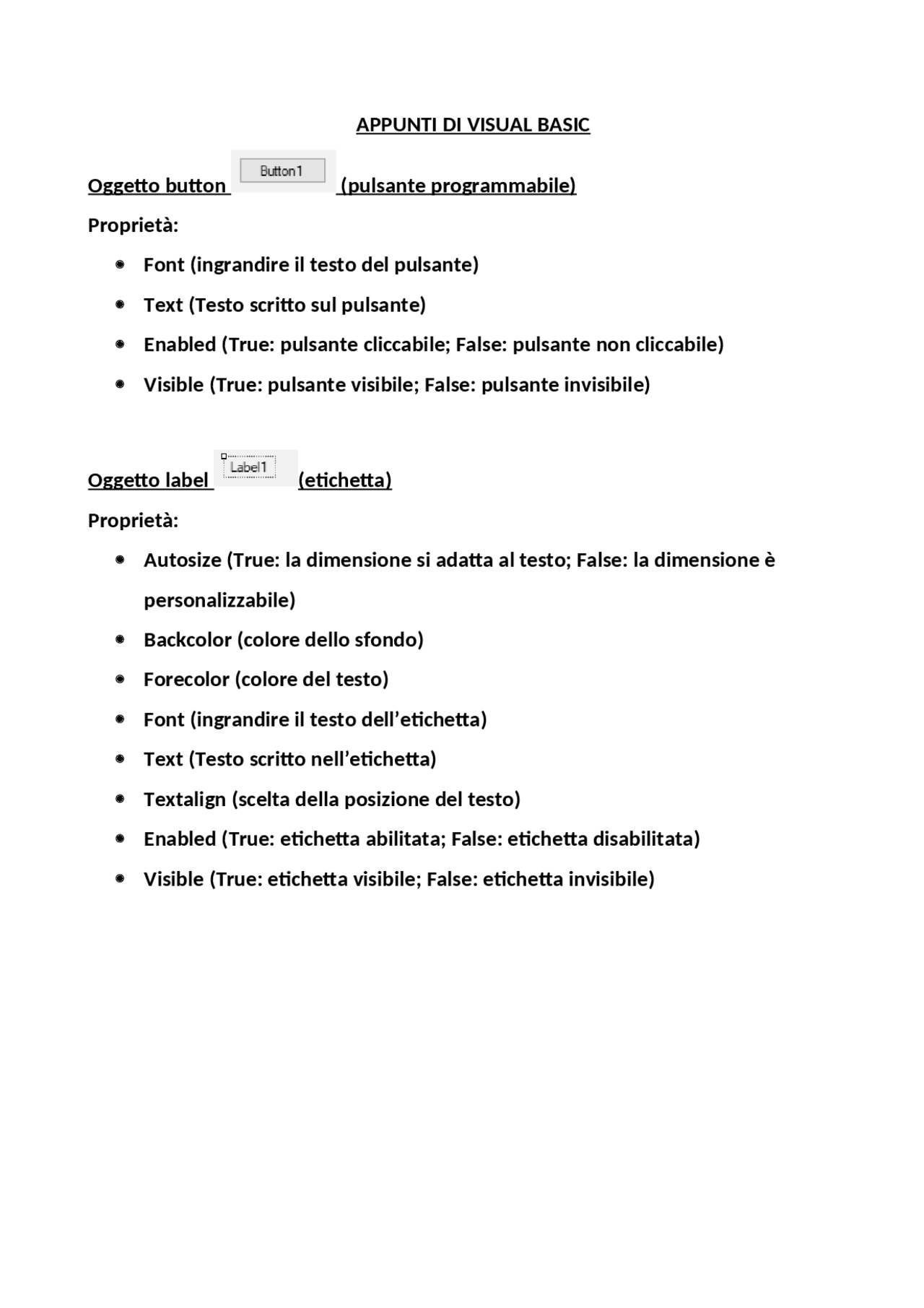 Appunti Di Visual Basic Docsity