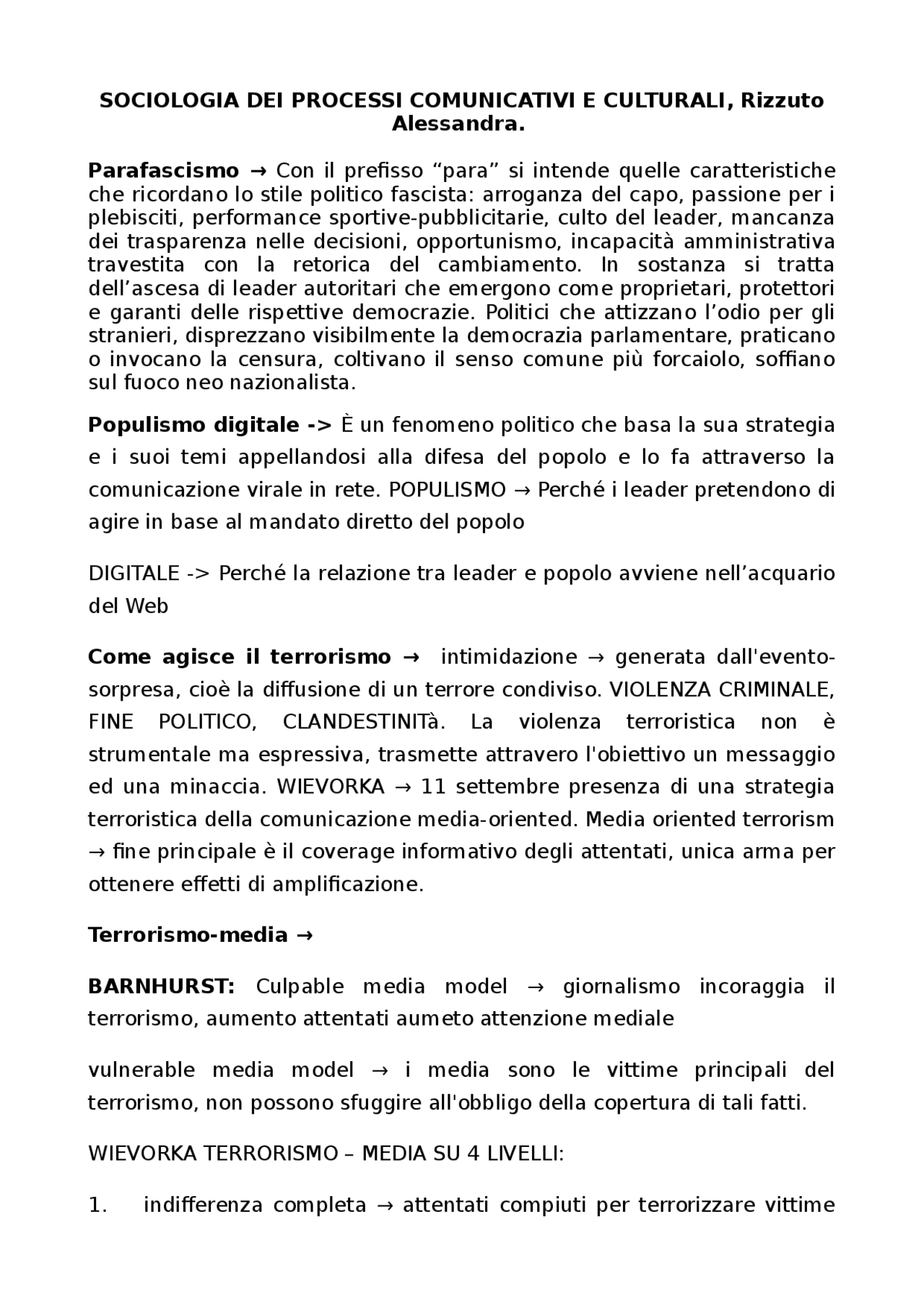 Sociologia Dei Processi Comunicativi Docsity