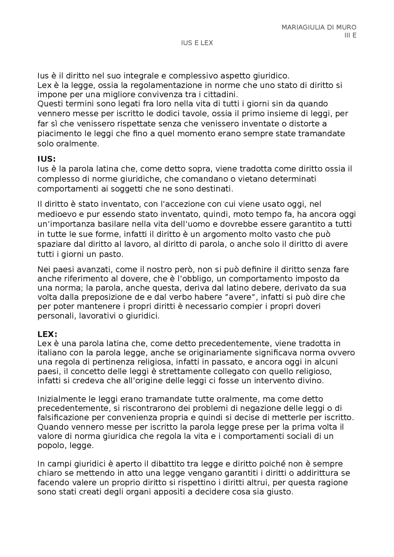 Ius e lex documento word - Docsity