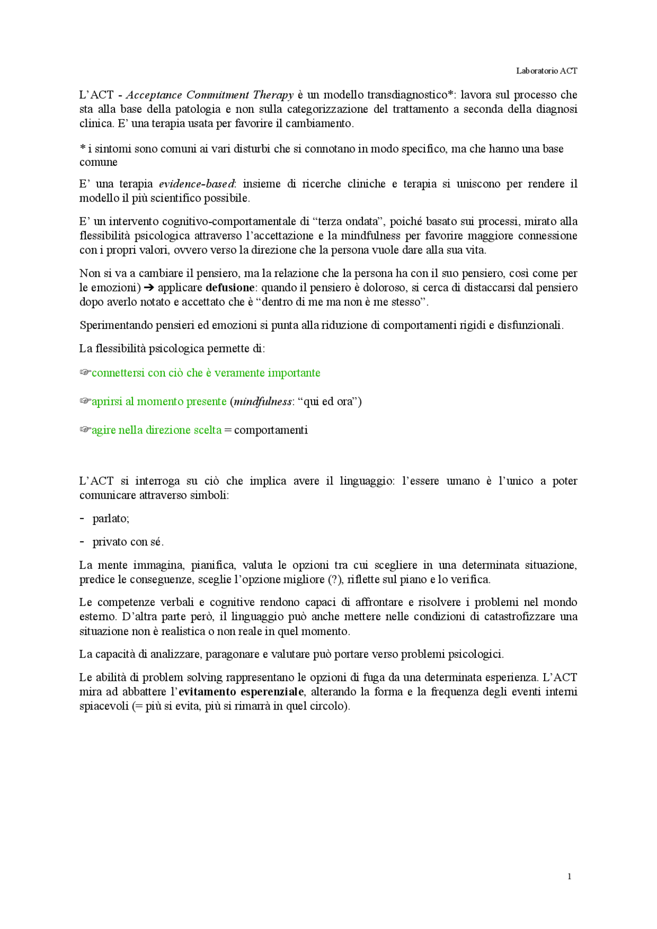 Riassunti Corso Lab Act Docsity