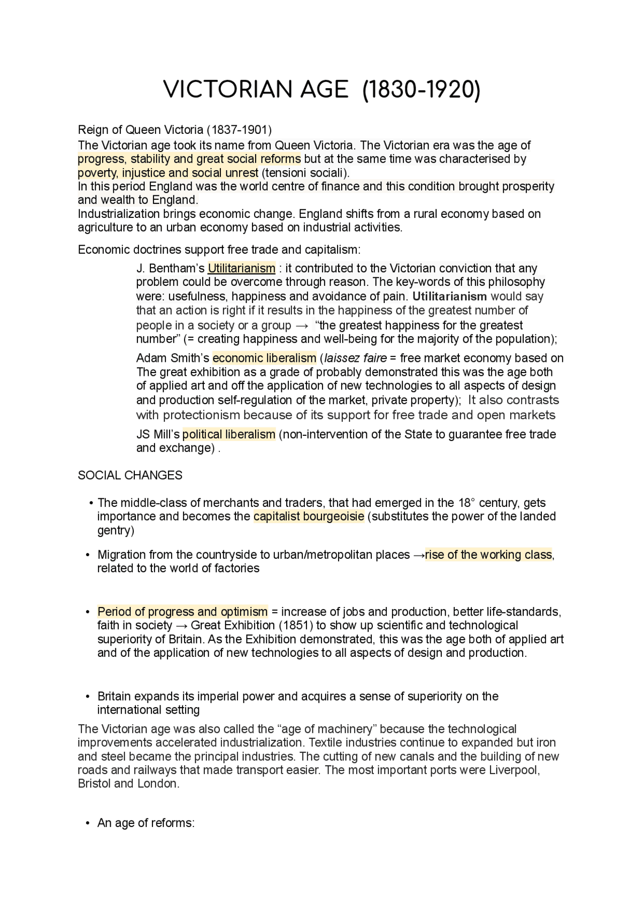 Victorian Age Notes - Docsity