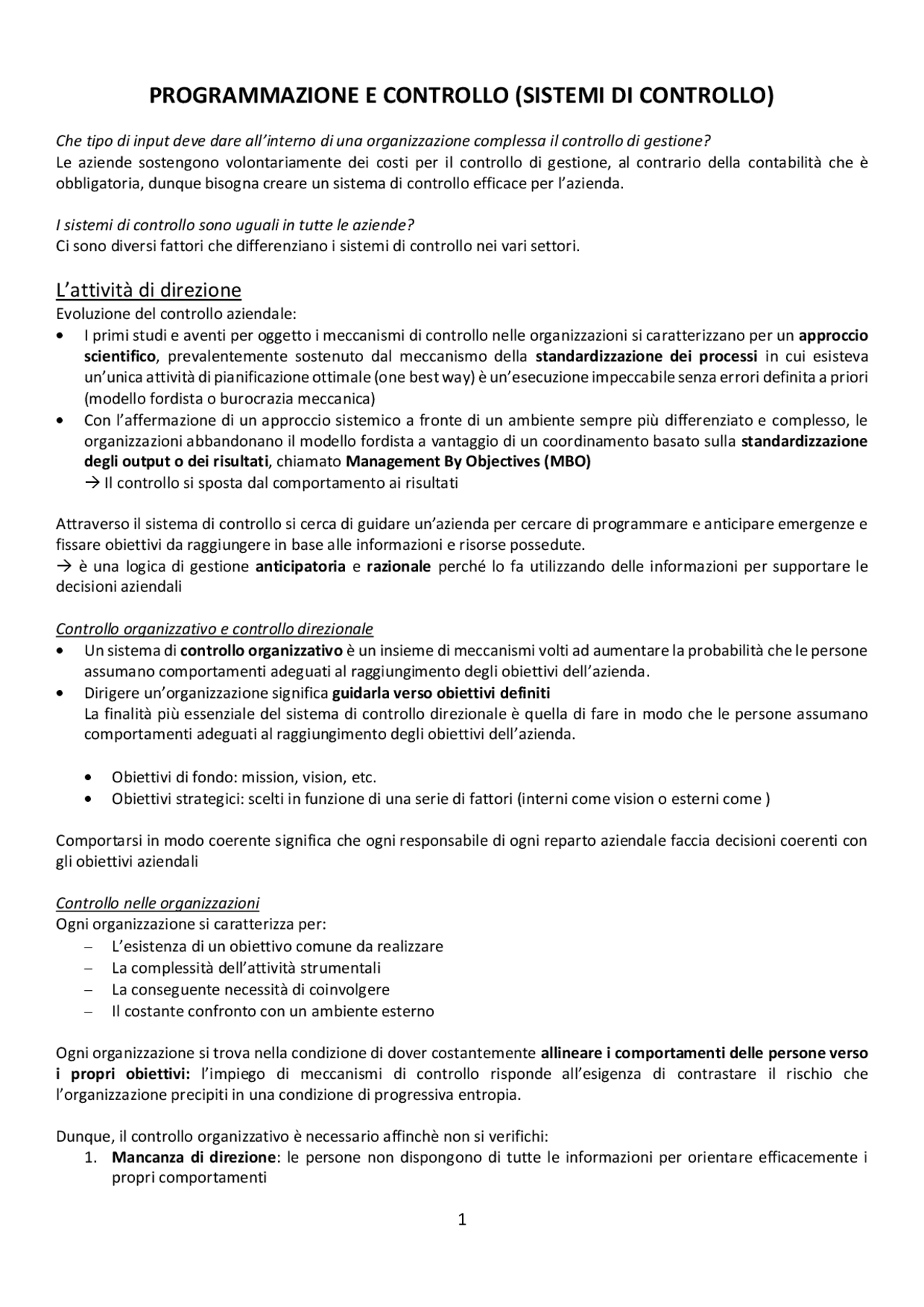 Programmazione E Controllo Sistemi Di Controllo 2021 Docsity