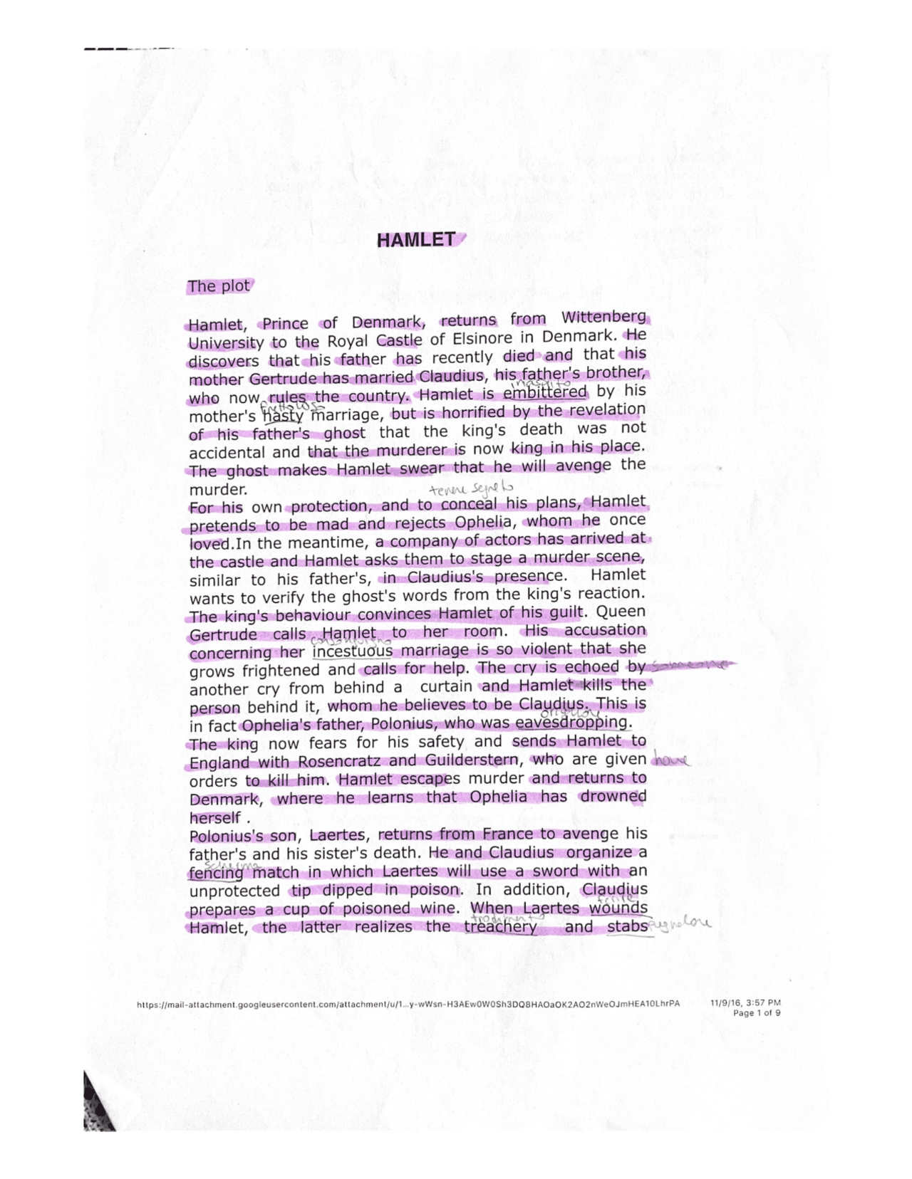 Hamlet by Shakespeare - Docsity