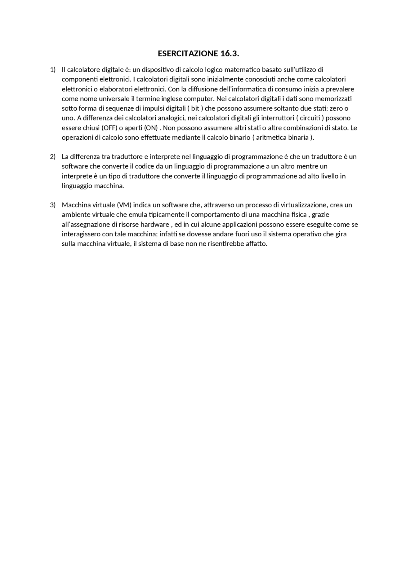 Esercitazioni Informatica Docsity