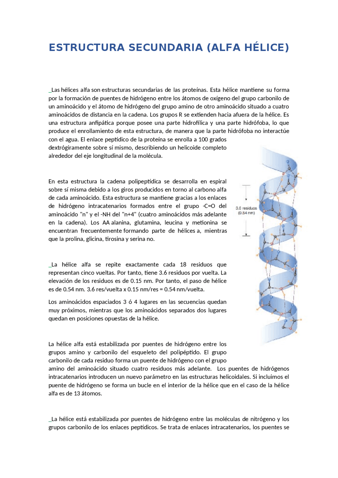Estructura secundaria de las proteínas | Apuntes de Bioquímica - Docsity