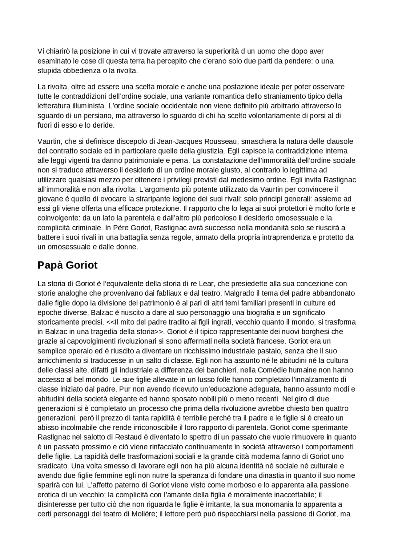 Papà Goriot Letteratura Francese Docsity