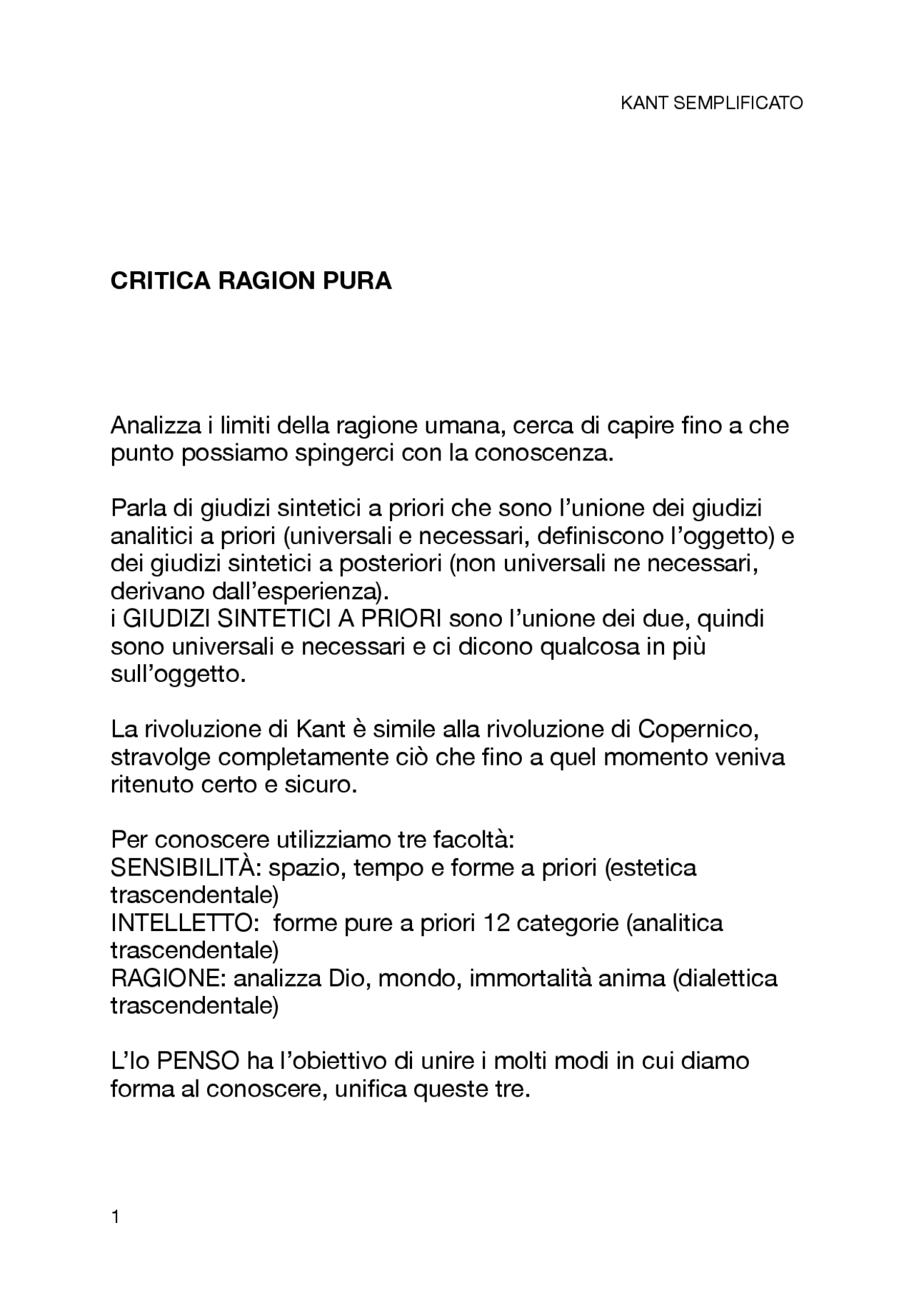 Kant schema semplificato - Docsity