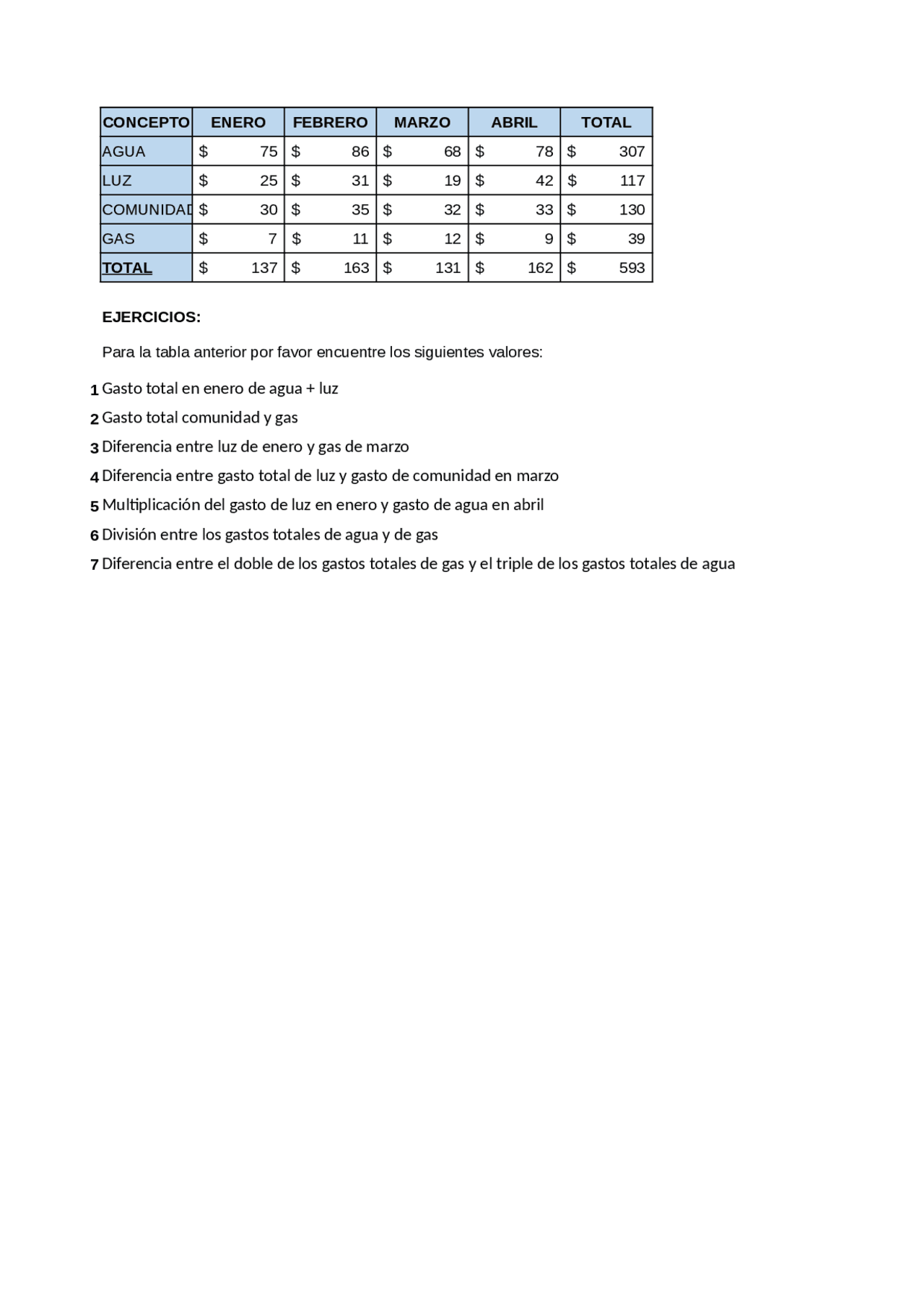 Excel Básico Prueba Docsity