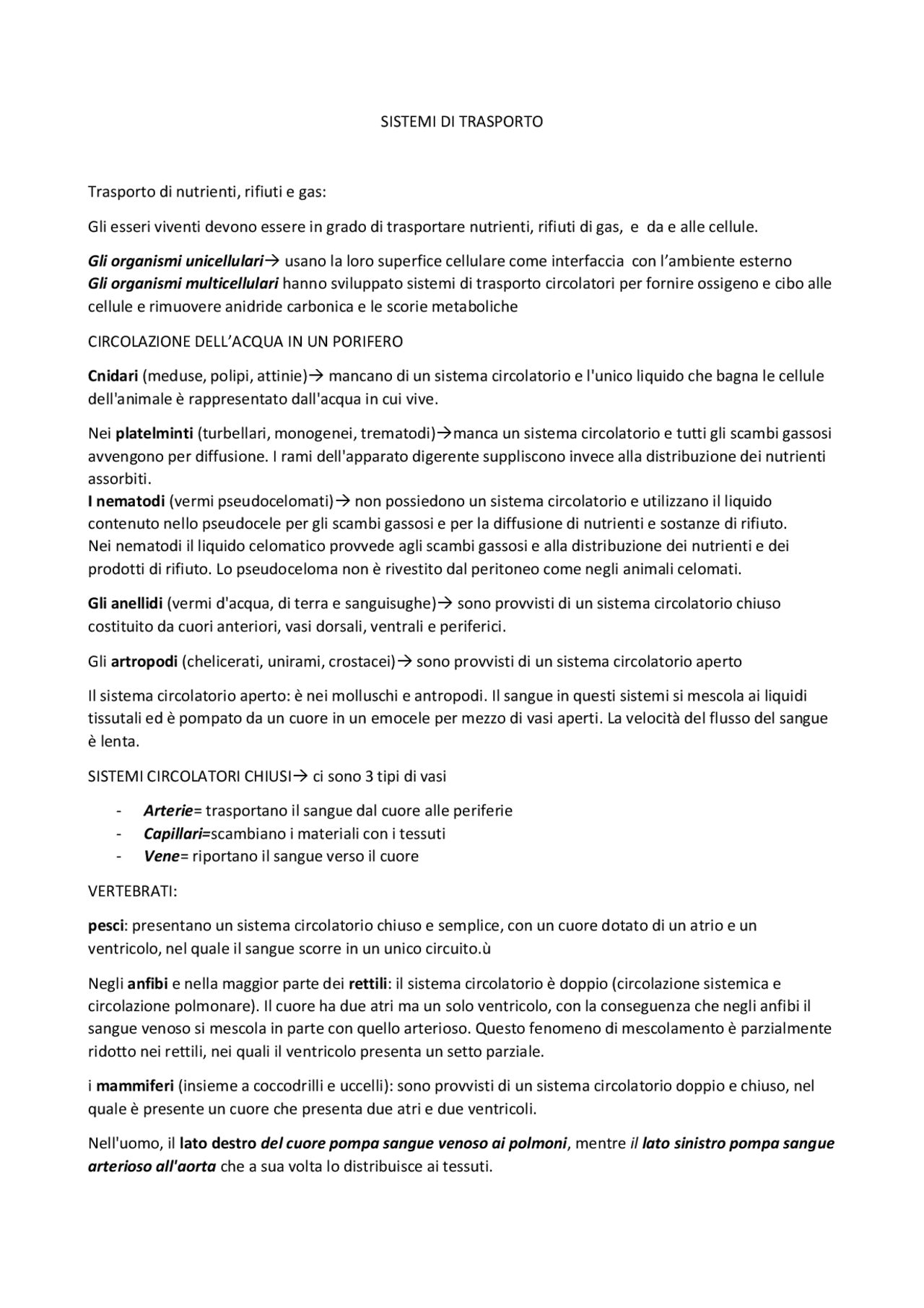 Sistema Circolatorio Docsity