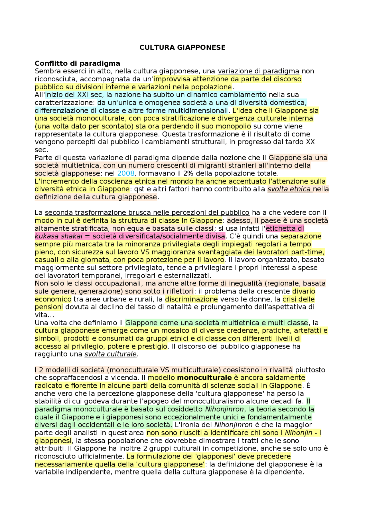Riassunto Di Japanese Culture An Overview Di Sugimoto Yoshio Docsity