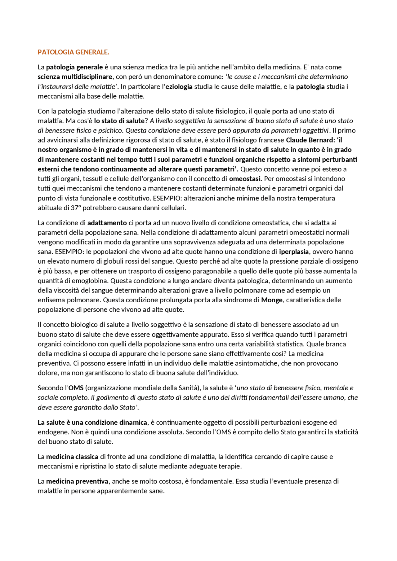 Patologia Generale Profssa Rita Carini Docsity