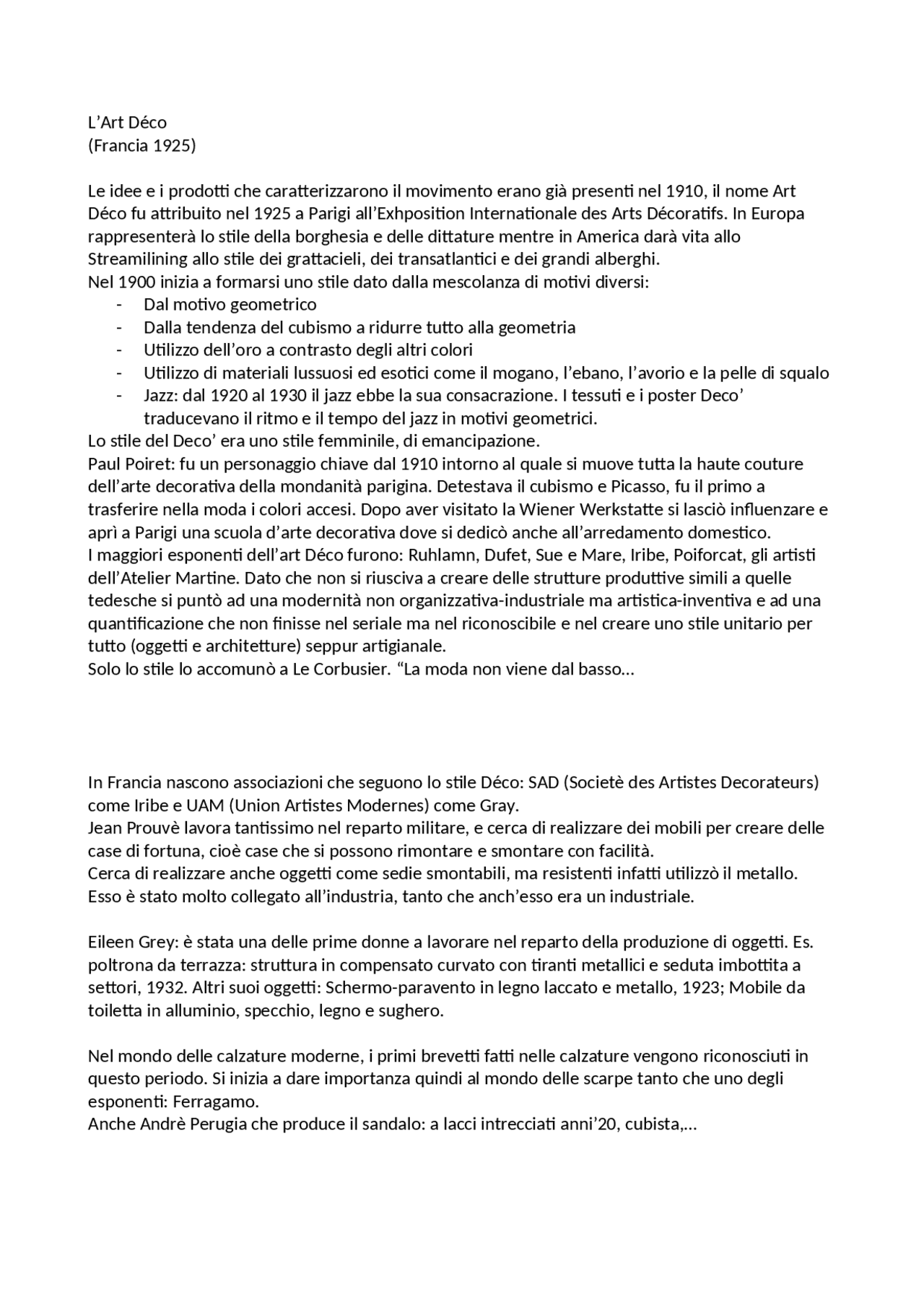 Storia del design (art deco) - Docsity