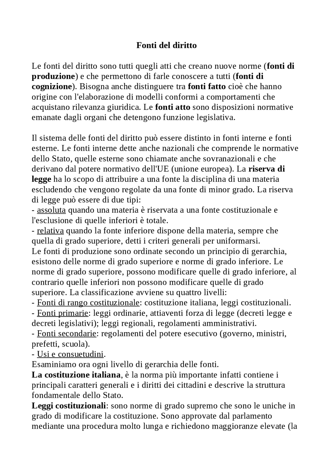 Le Fonti Del Diritto Docsity