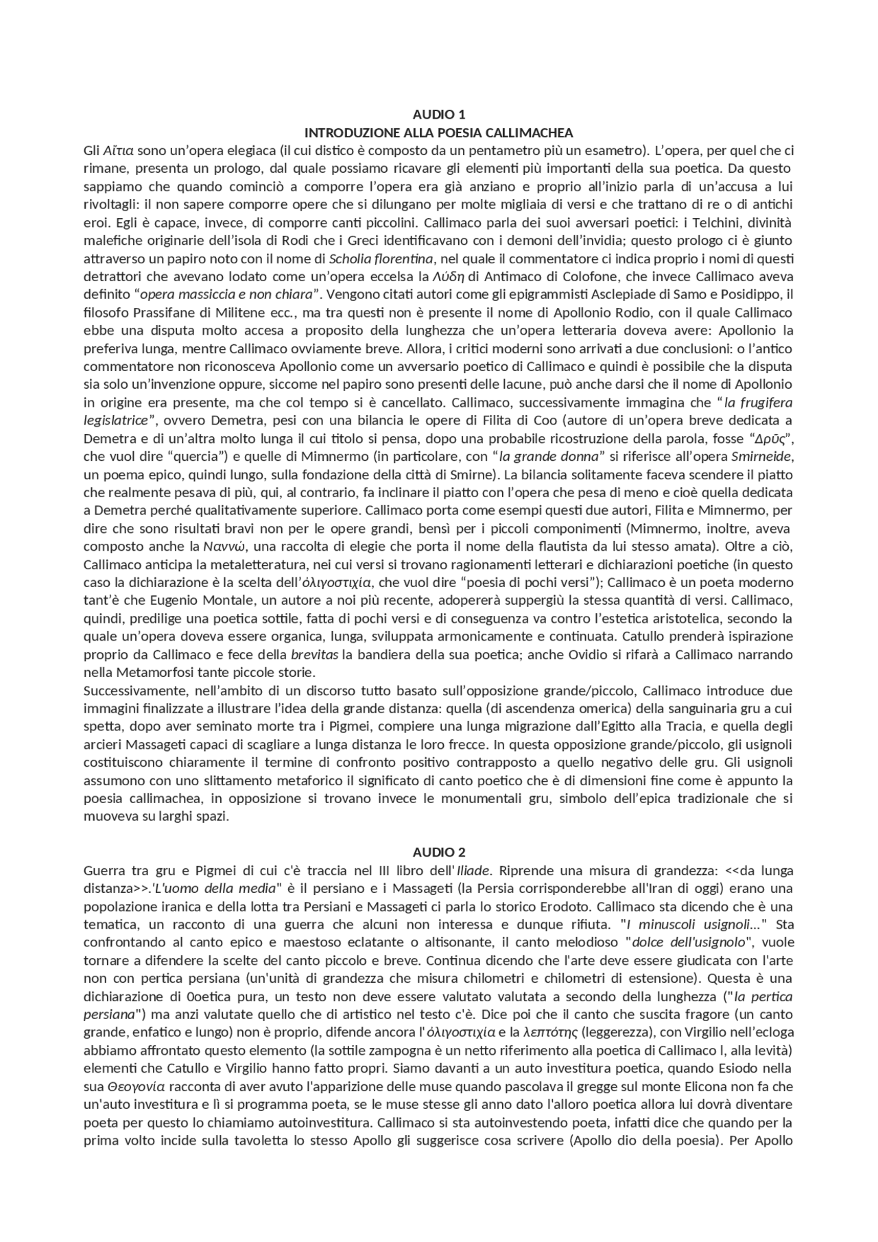 Callimaco Completo Docsity