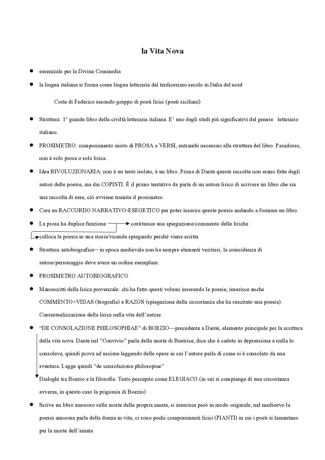 La Vita Nova, INTRODUZIONE e capitolo 1 - Docsity