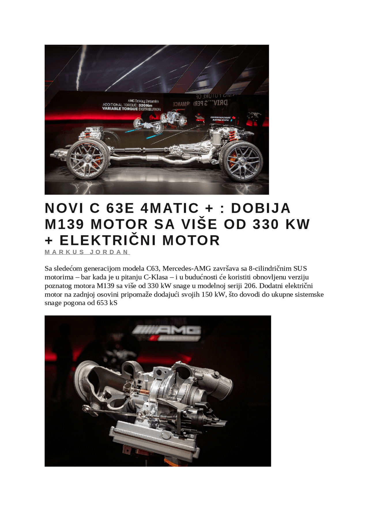Mercedes-AMG C 63 e: New M139 Engine with Electrified Turbo & Hybrid ...