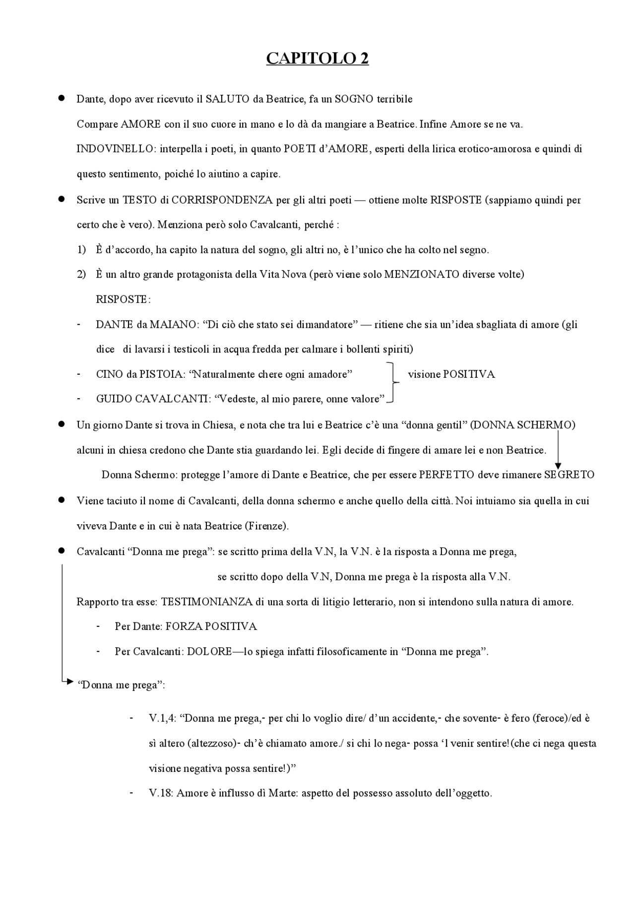 La Vita Nova, capitolo 2 | Appunti di Letteratura Italiana | Docsity