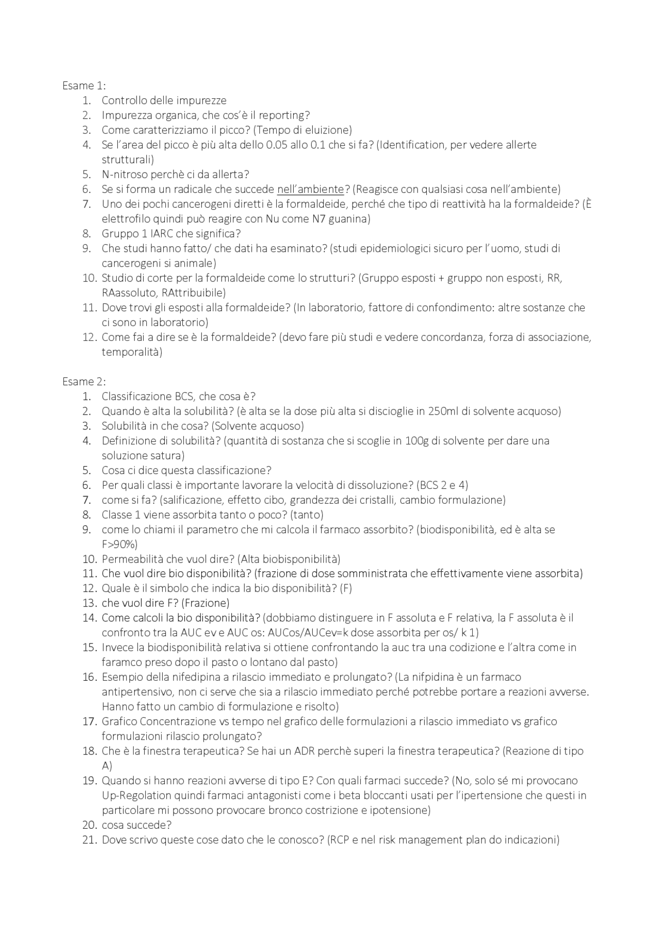 Domande Esame Tossicologia Appunti Di Tossicologia Docsity